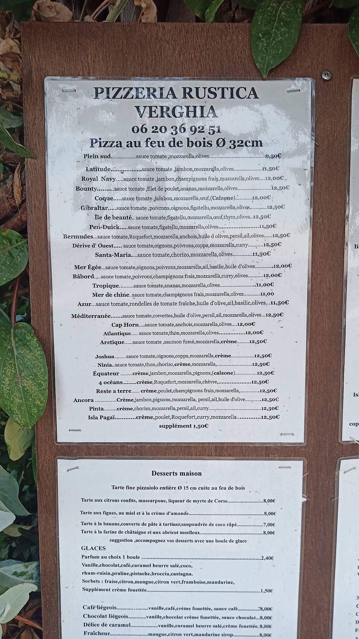 Carta de PIZZERIA RUSTICA VERGHJA, Coti-Chiavari