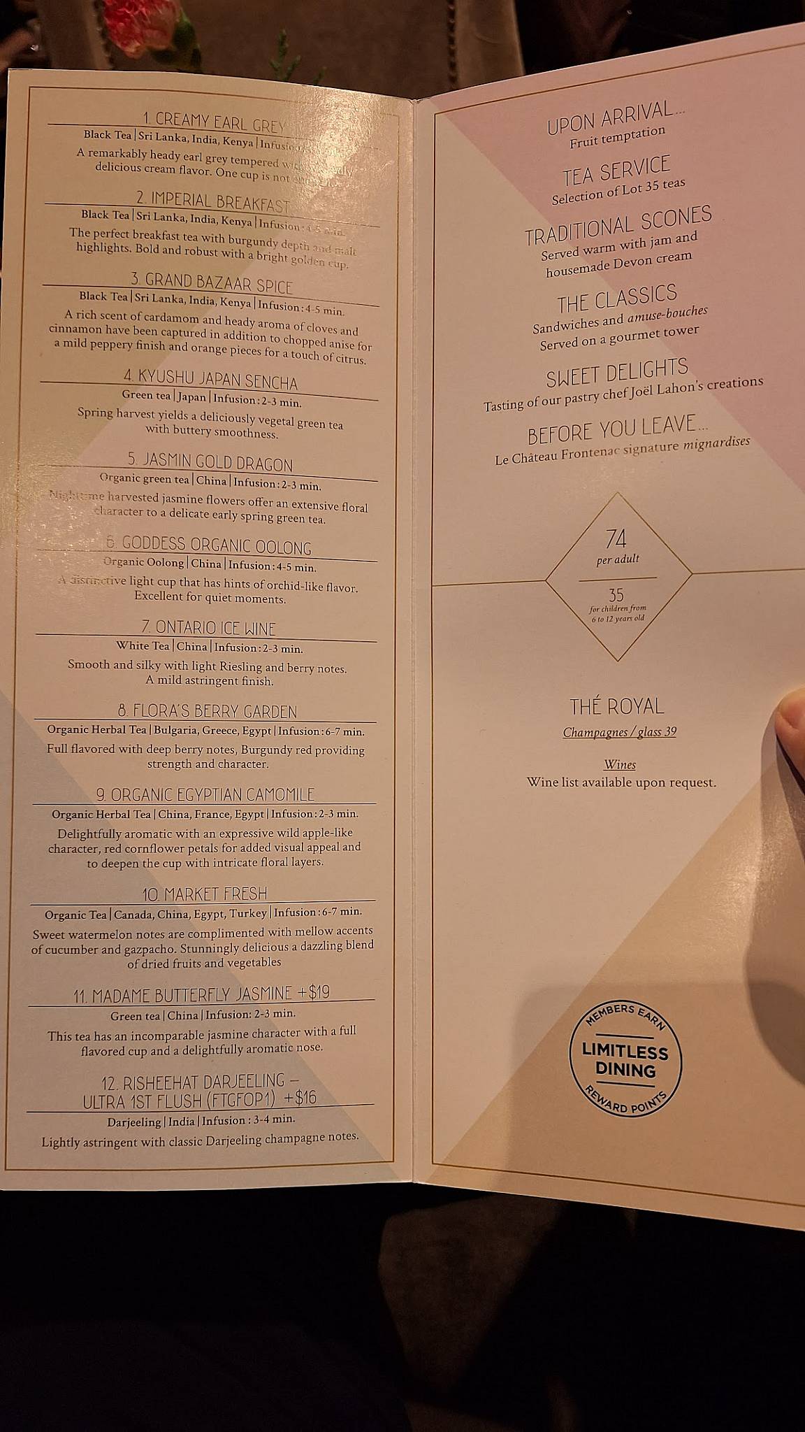 Menu at PLACE DUFFERIN restaurant, Québec City