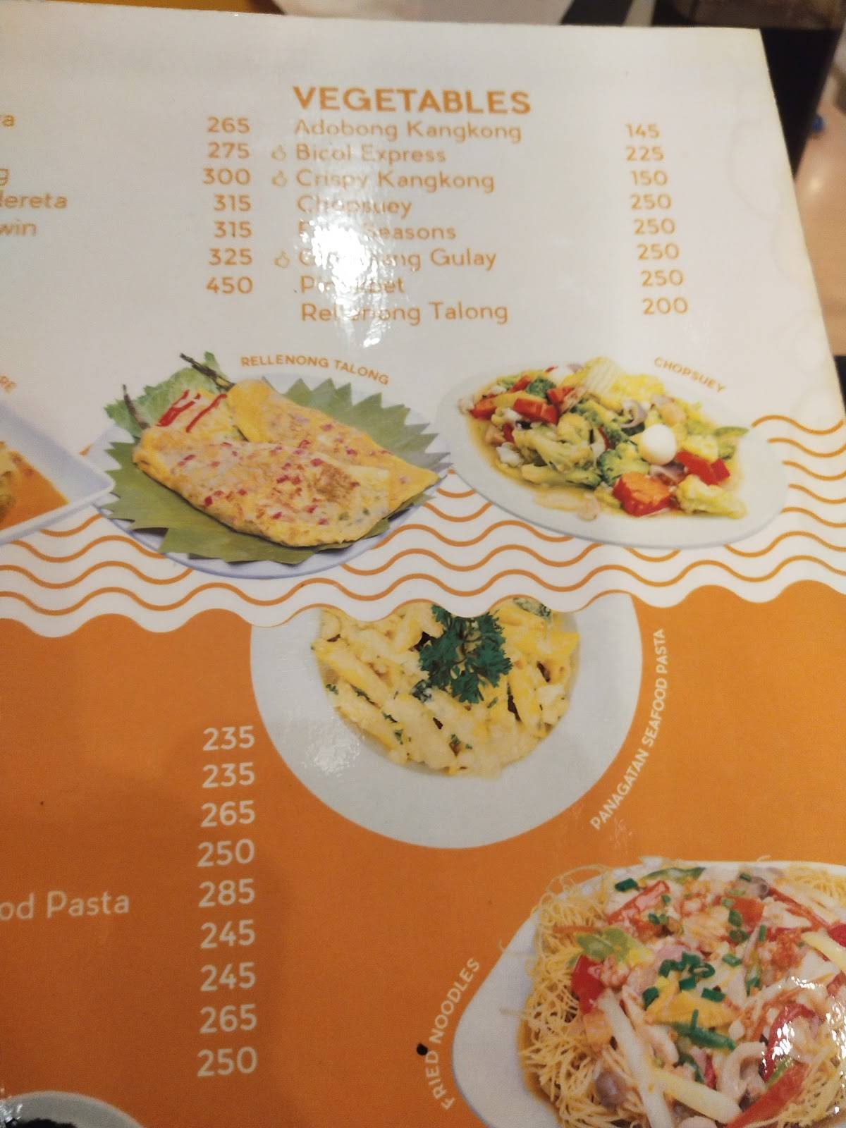 Menu at Panagatan restaurant, Cagayan de Oro, 5/F