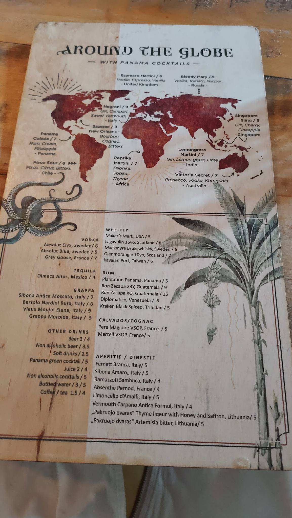 Menu at Panama Food Garden restaurant, Vilnius