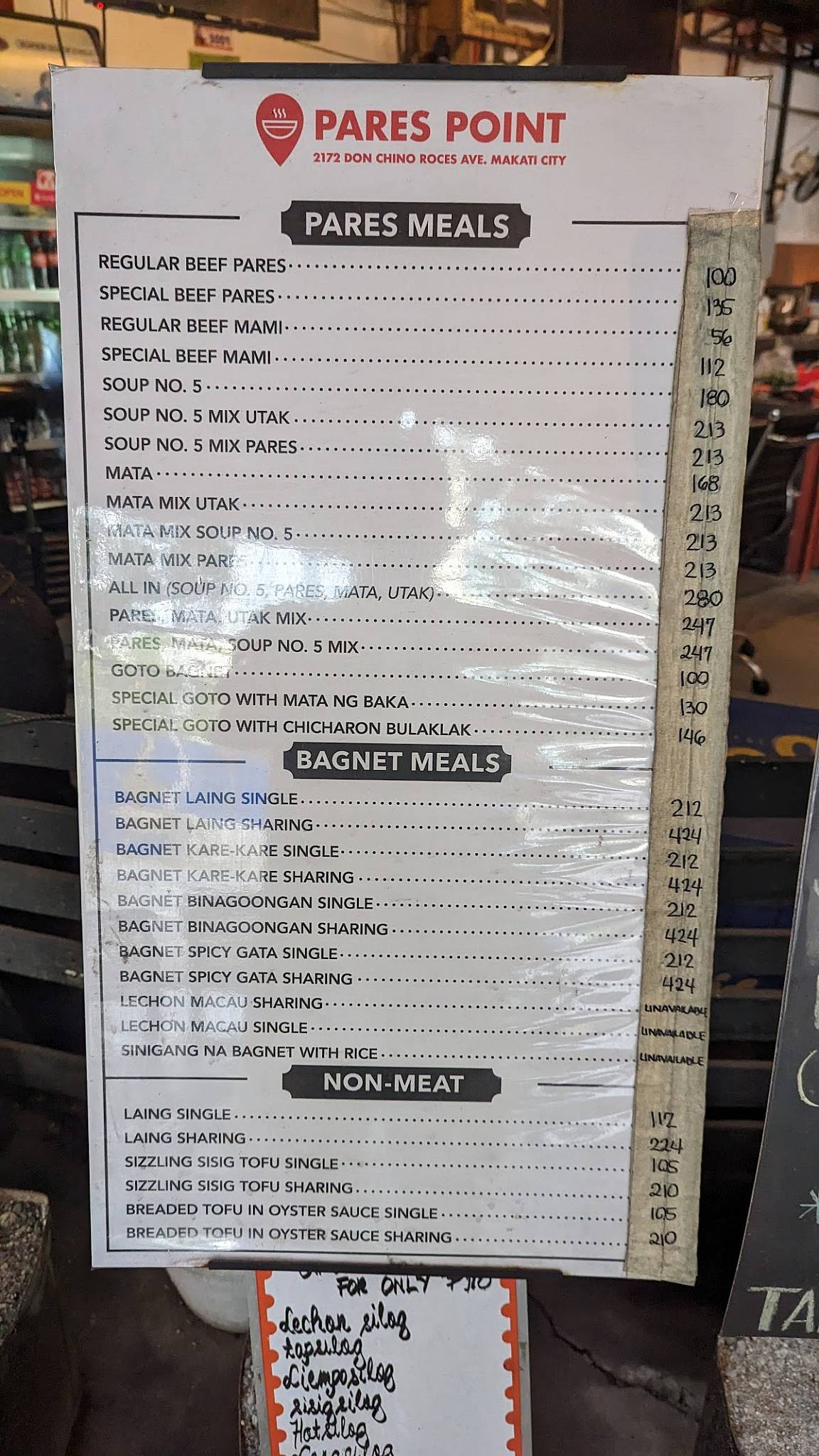 Menu at Pares Point Grill and Resto Bar, Makati