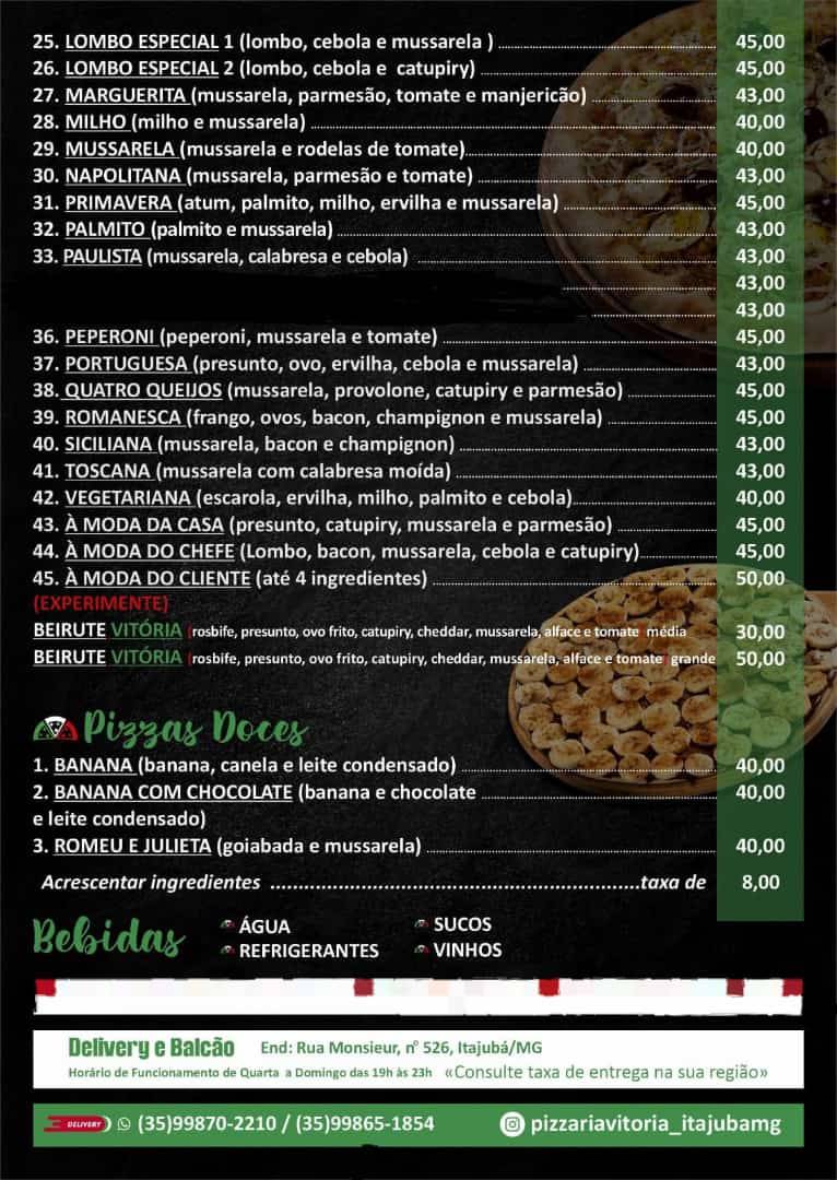 Menu em Pizzaria Vitória, Itajubá