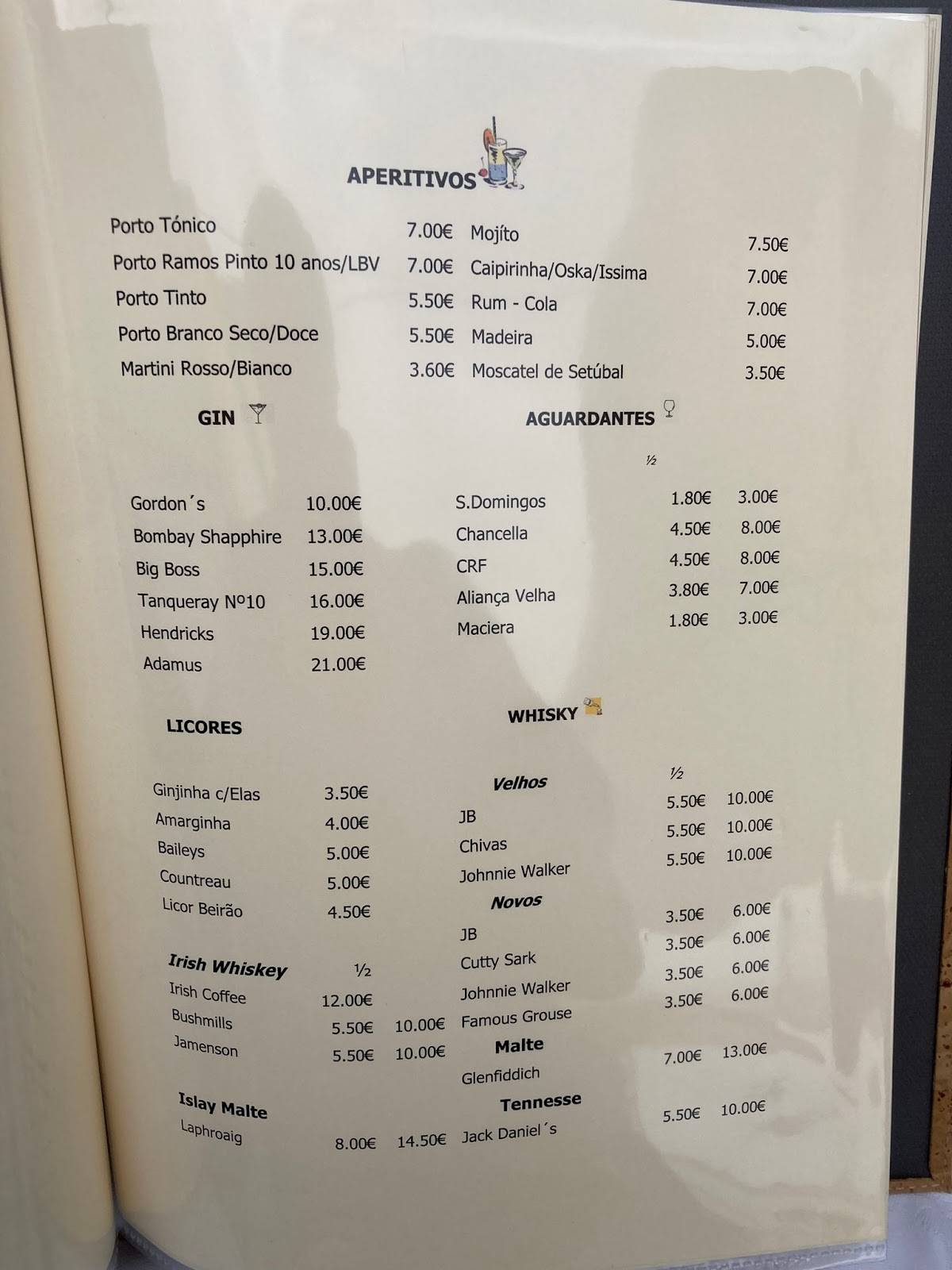 Menu at Restaurante Ponto Final, Almada