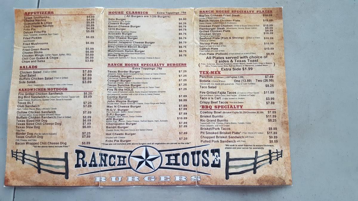 Menu at RUSTIC RANCH RESTAURANT, Weslaco