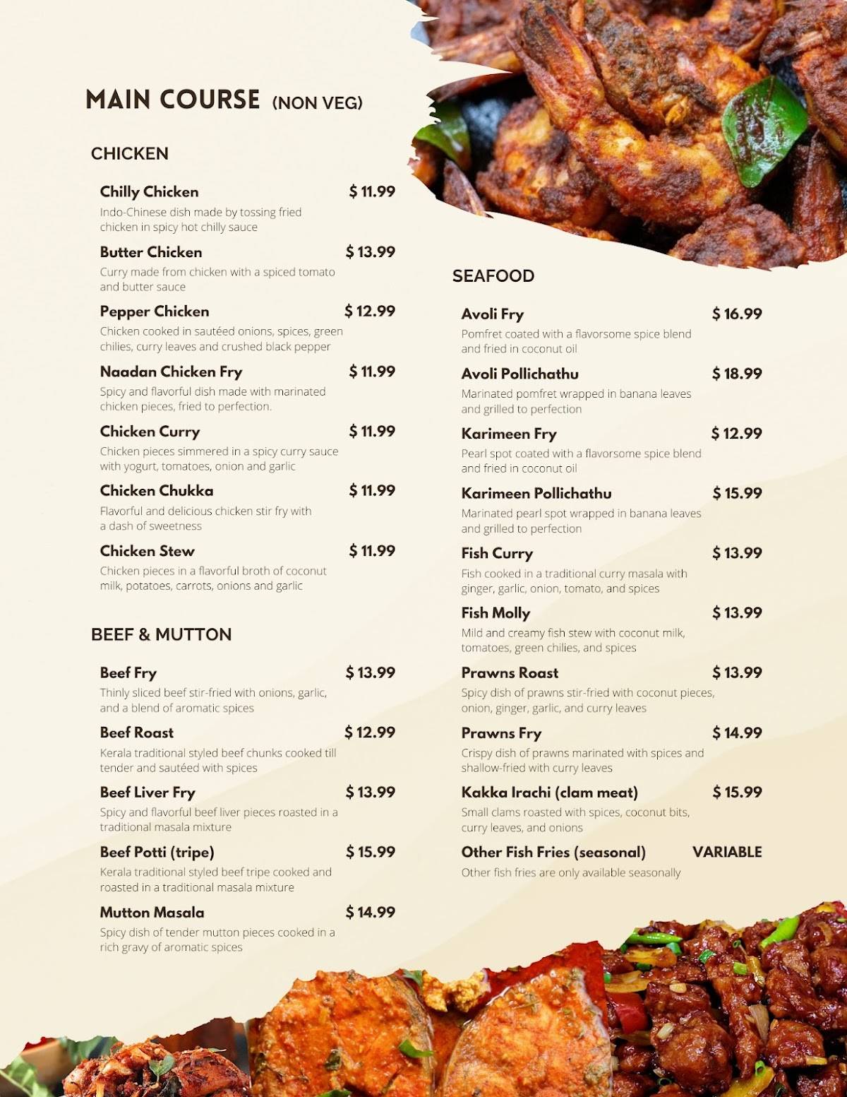 Menu at Rapha Kerala Restaurant - Authentic South Indian Cuisine ...