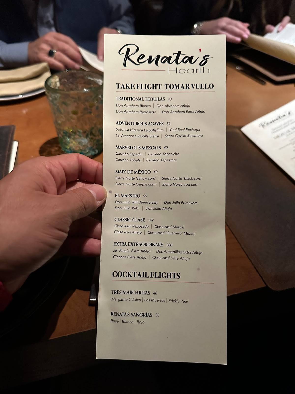 Menu at Renata's Hearth restaurant, Phoenix