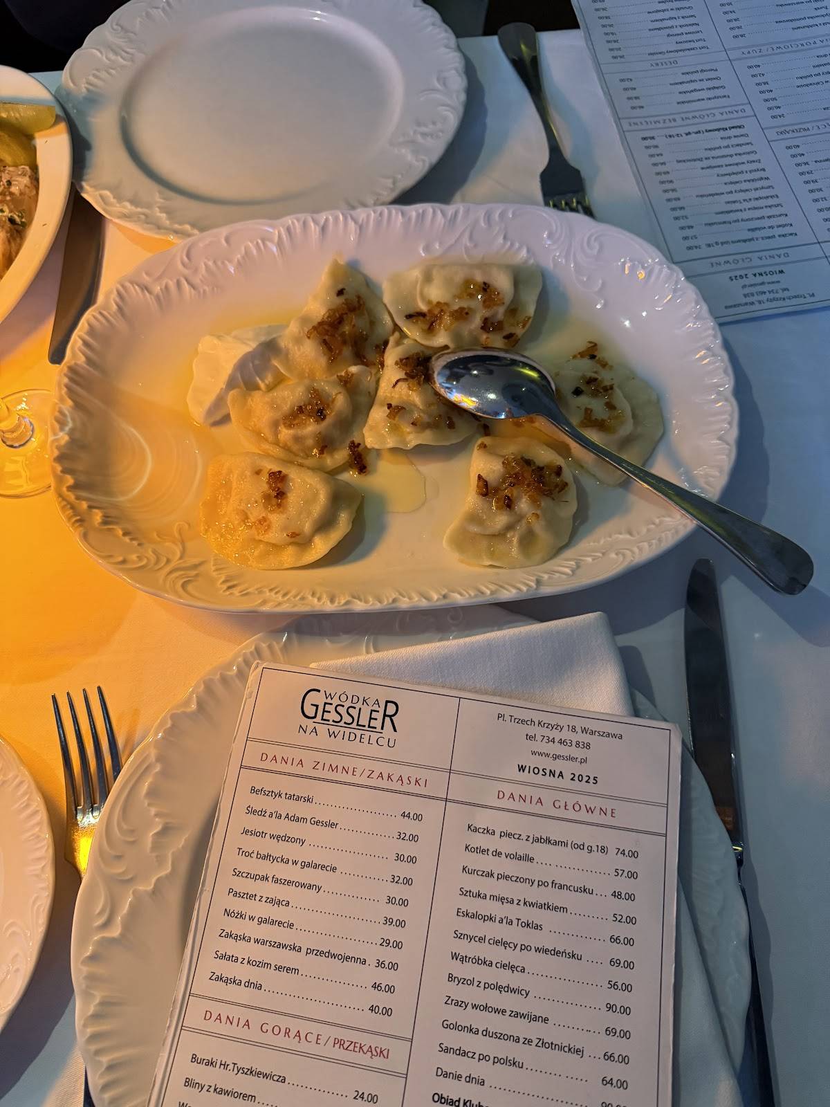 Menu at Restauracja Wódka Gessler Na Widelcu restaurant, Warsaw