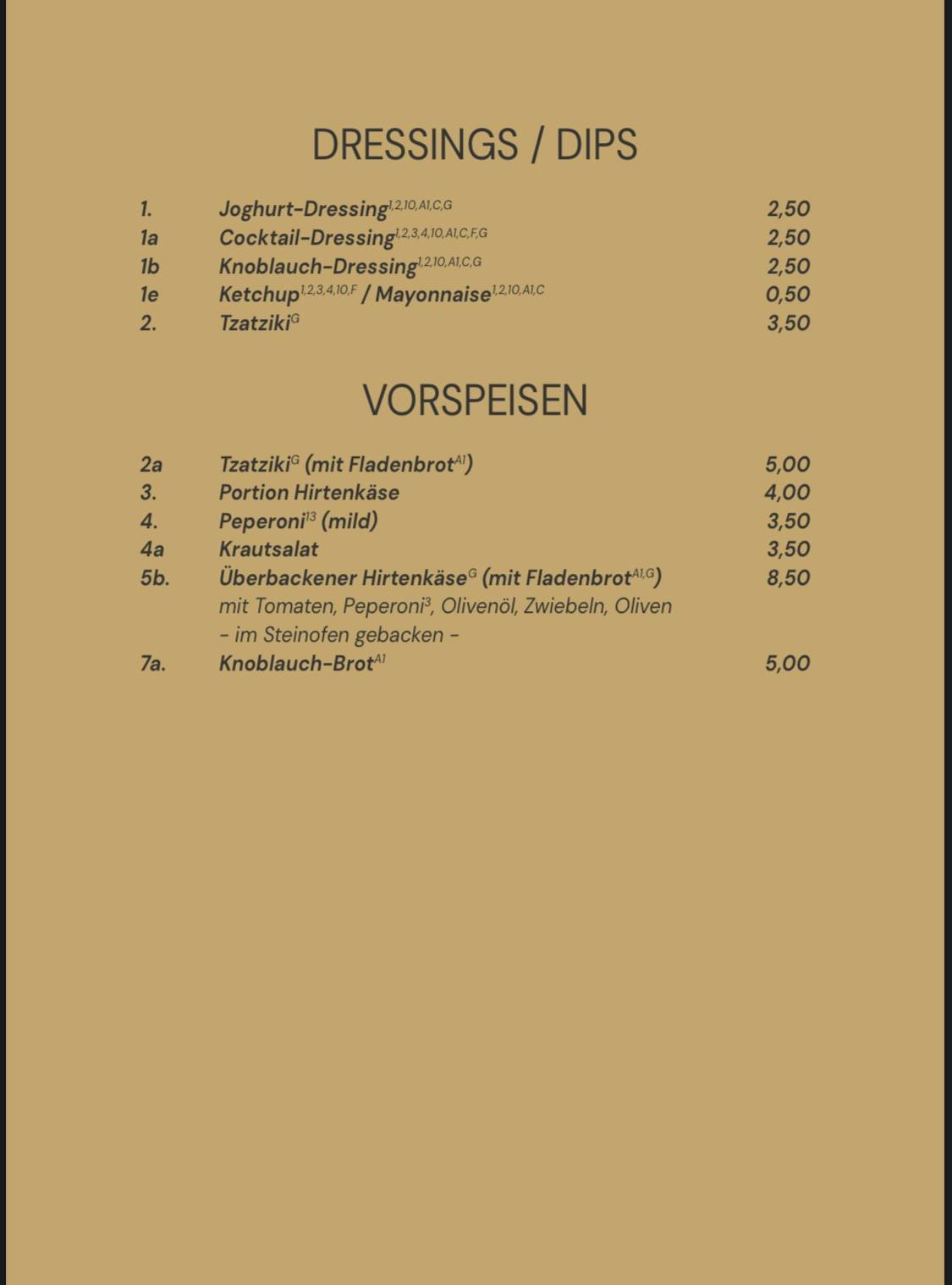 Speisekarte von Restaurant bei Ronaldo, Uplengen