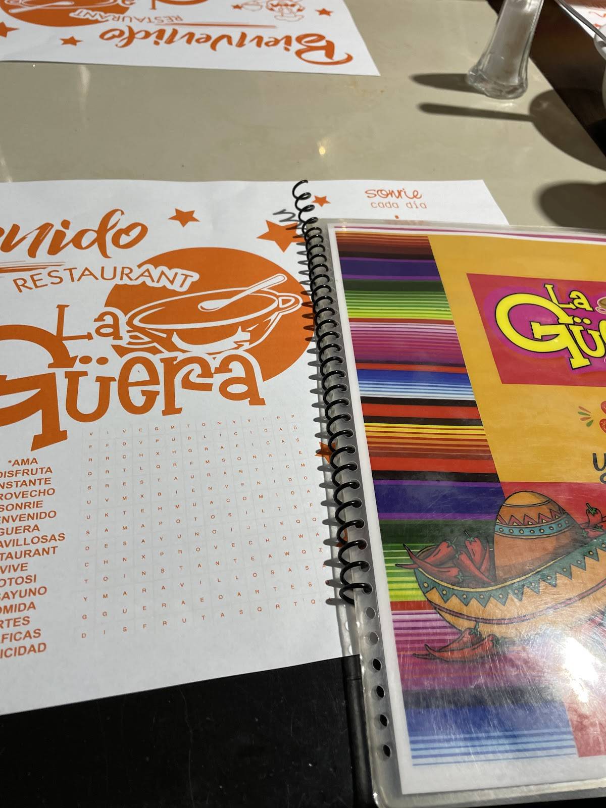 Menu at Restaurante La Güera, San Luis Potosi, Av. Tatanacho 836