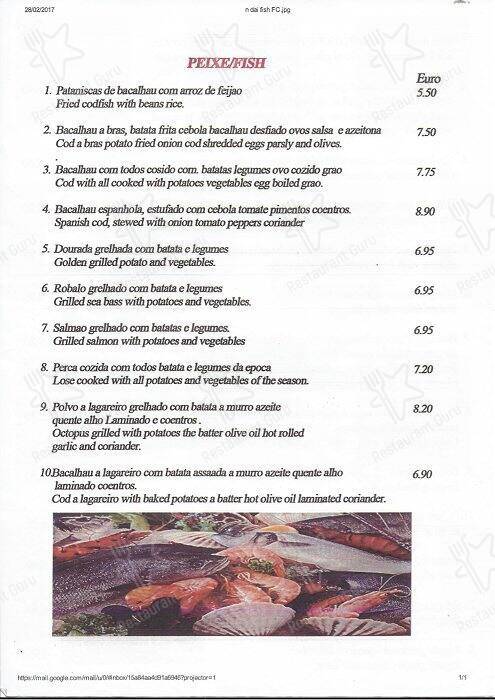 Menu at Restaurante Típico Português e Kebab, Lisbon