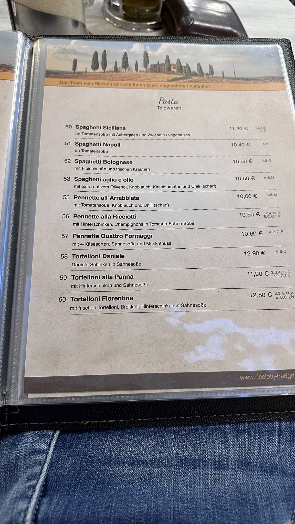 Speisekarte von Restaurant Ricciotti da Anna, Bad Griesbach im Rottal