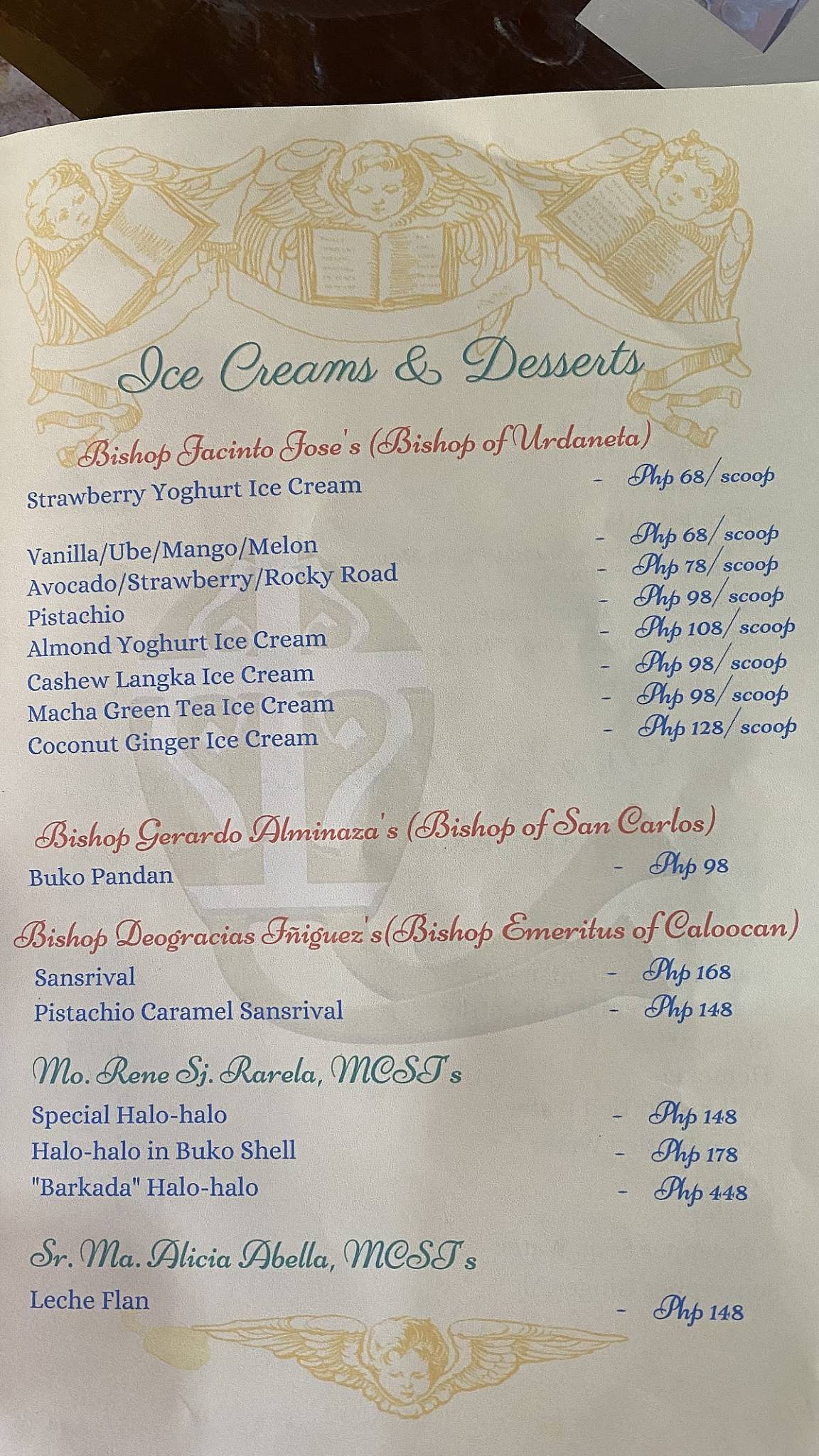 Menu at Ristorante delle Mitre restaurant, Manila, Opposite San Agustin ...