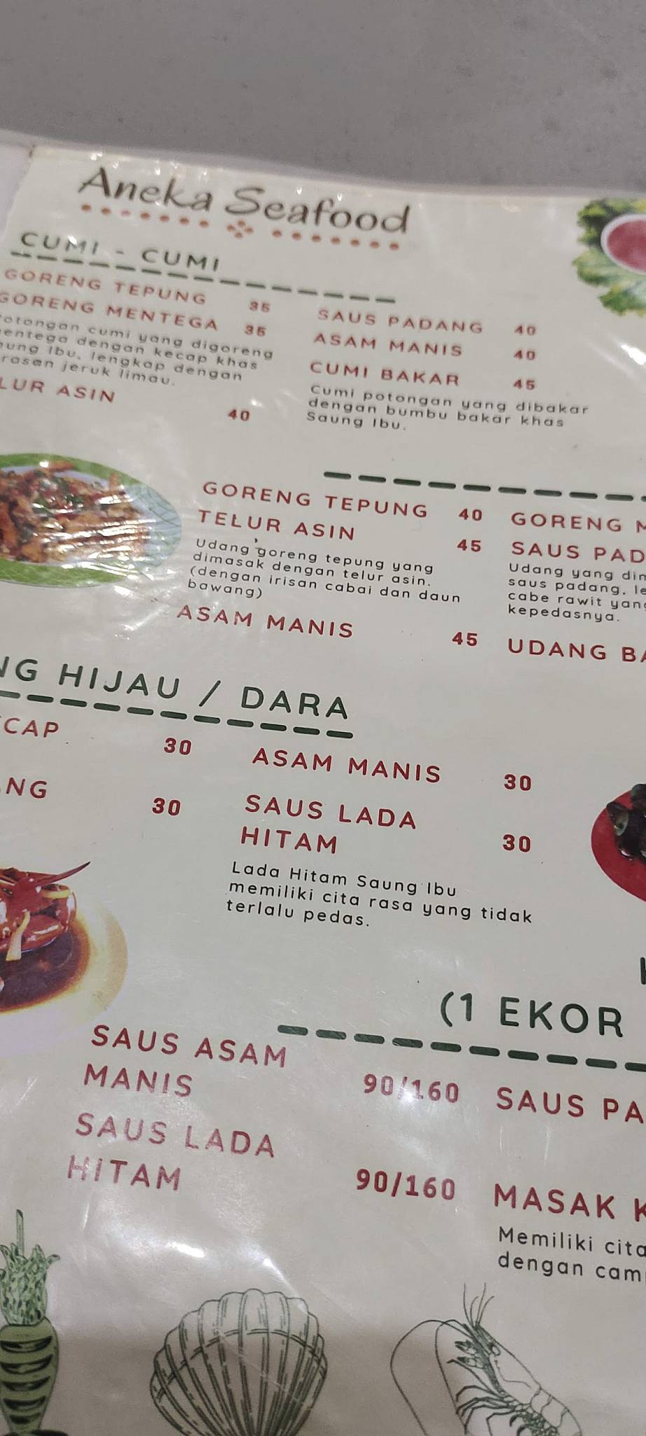 Menu at Rumah Makan Saung Ibu restaurant, Indonesia Menu at Rumah Makan Saung Ibu restaurant, Indonesia