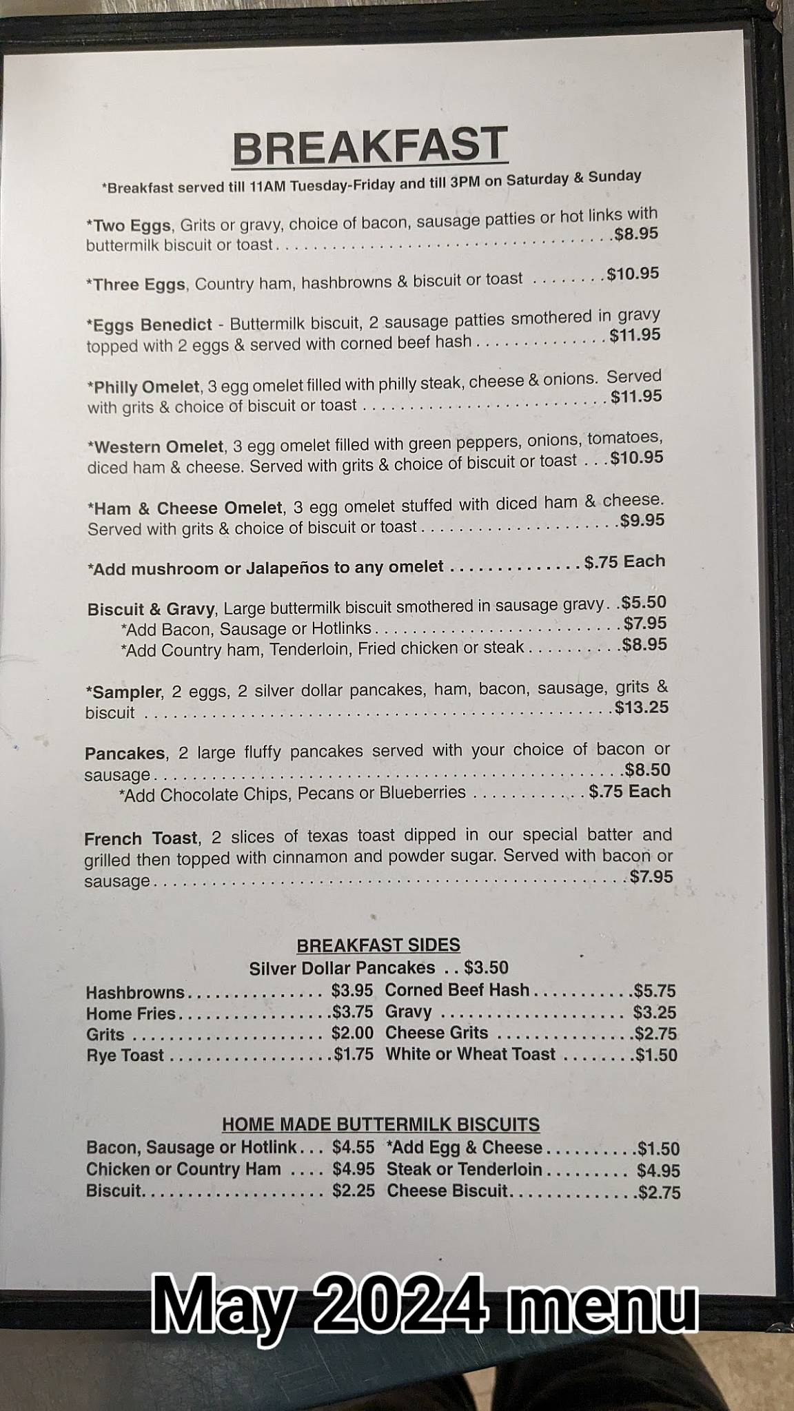 Menu at Sautee Trail Cafe, USA