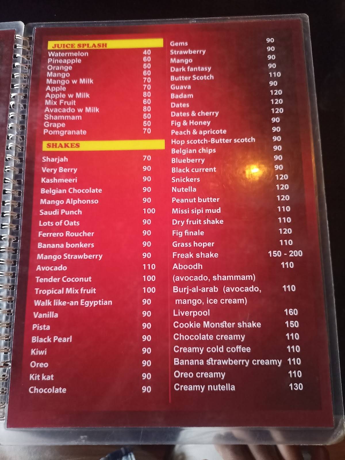 Menu at Sip the juice shop, Puthenchira