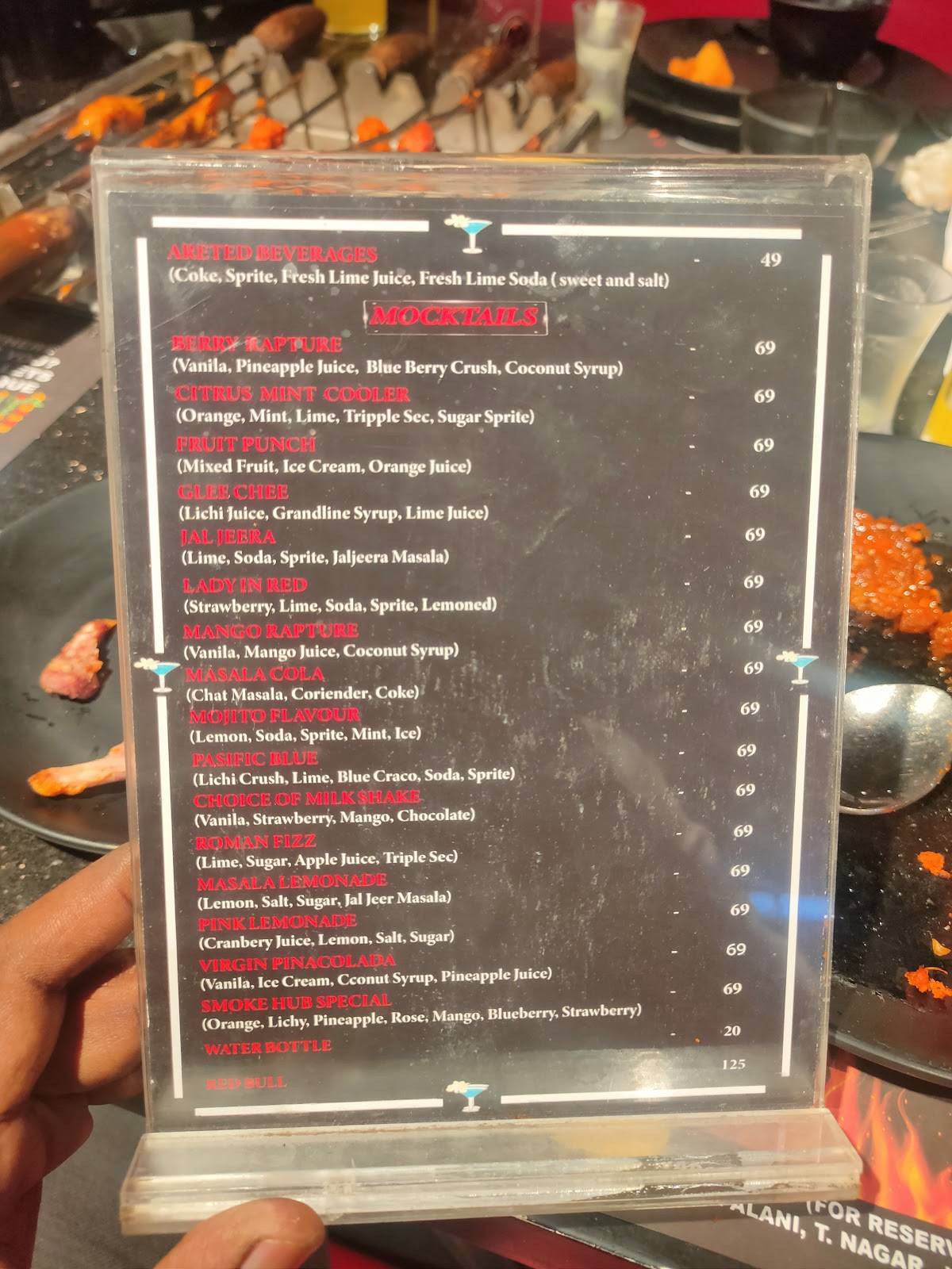 Menu at Smoke Hub, Tiruchirappalli