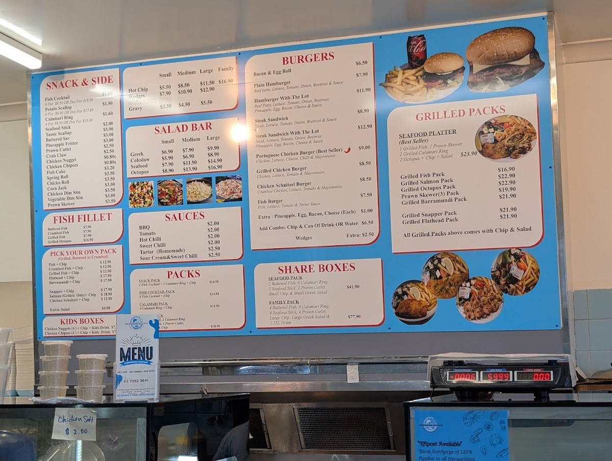 Menu at Springwood Seafood restaurant, Springwood