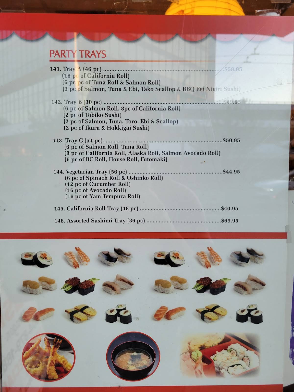 Menu at Sushi Dragon restaurant, Vancouver