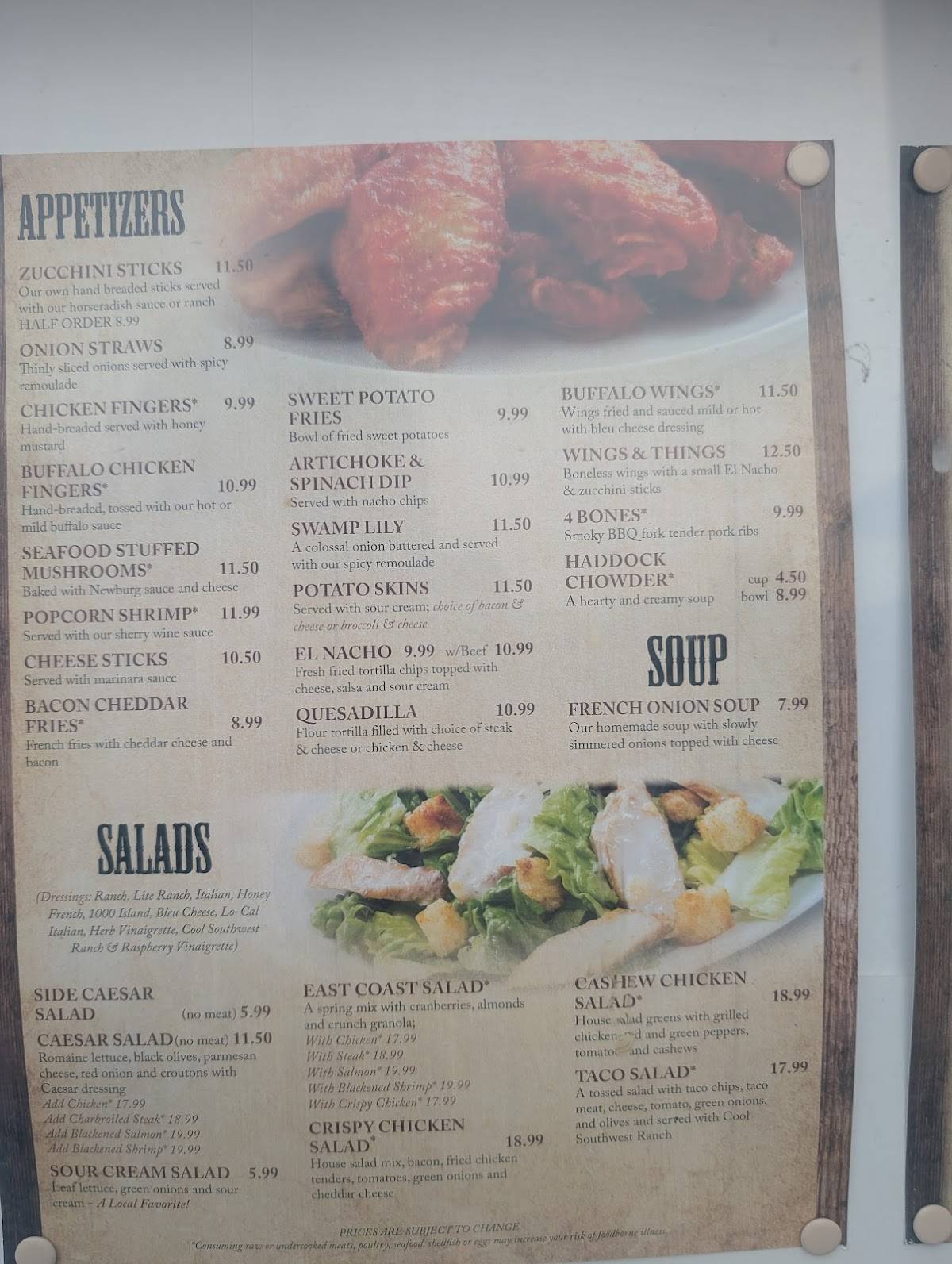 Menu at Swamp Buck Restaurant & Lounge, Fort Kent