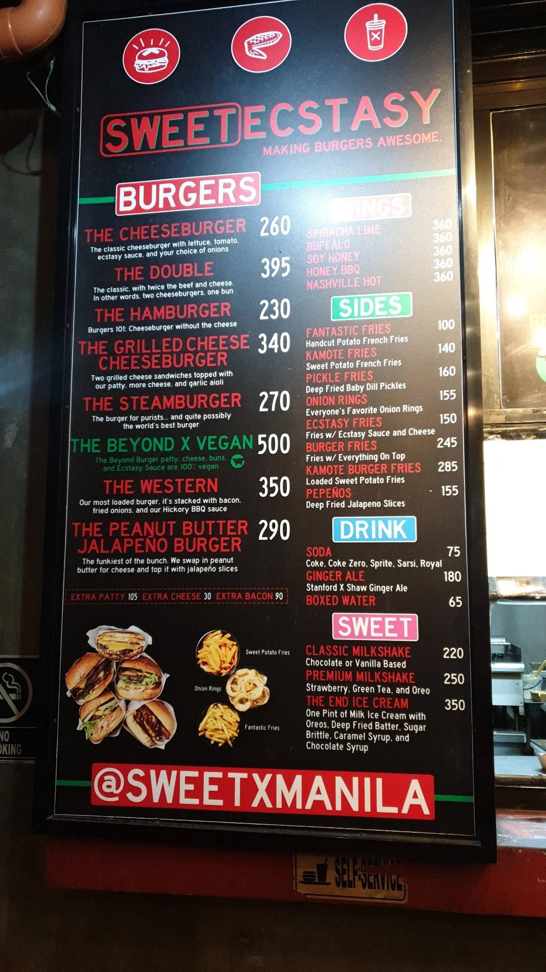 Menu at Sweet Ecstasy restaurant, Makati, 10 Jupiter St