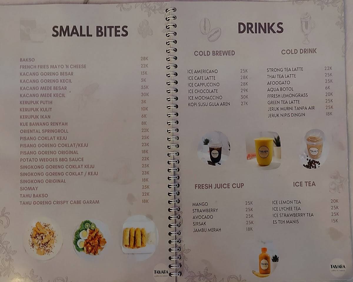 Menu at Tamara Cafe, East Jakarta