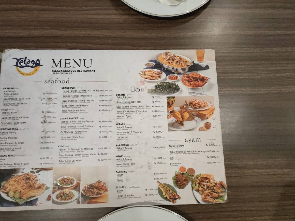 Menu at Telaga Seafood Restaurant Cikarang, Bekasi Regency, Elysium ...