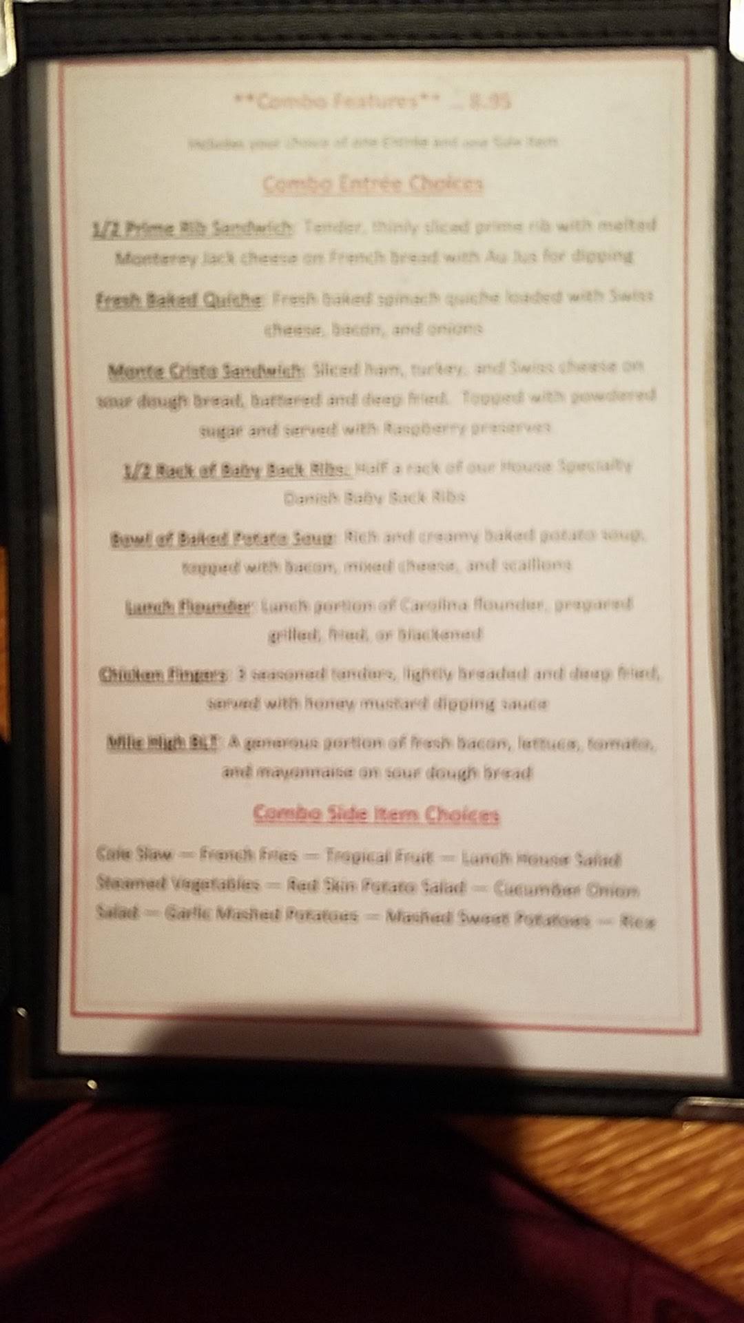 Menu at The Boundary House Restaurant, Calabash