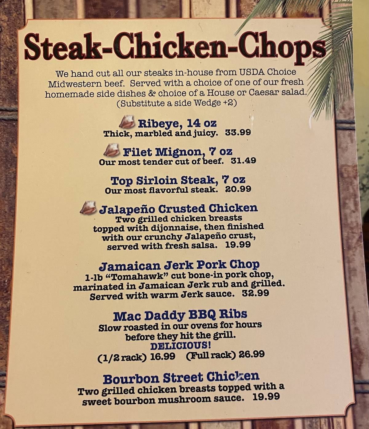 Menu at The Conch Republic Grill, North Redington Beach