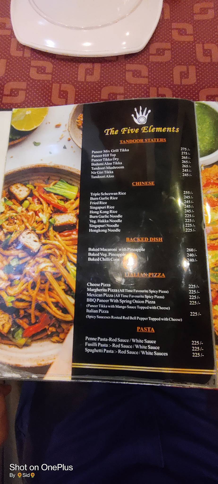 Menu at The Five Elements Restaurant, Nashik, Mahatma Nagar-Untwadi Rd