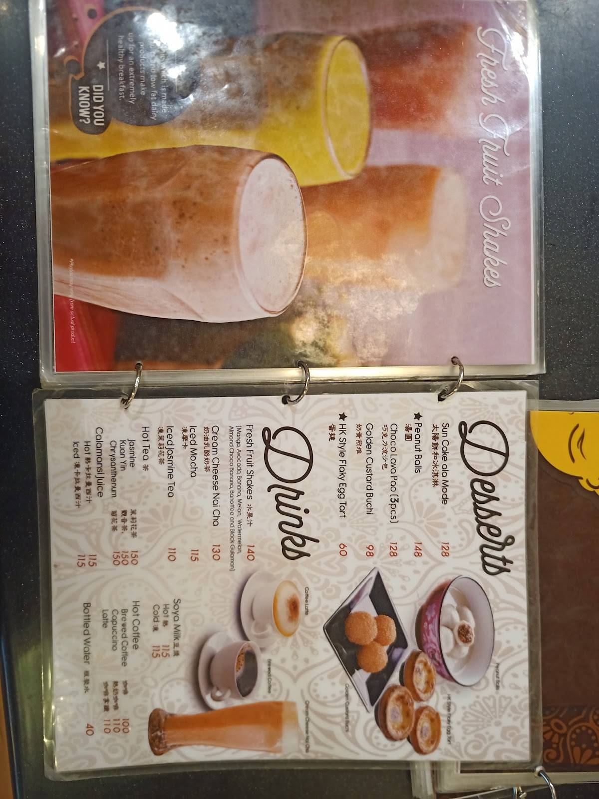 Menu at The Great Buddha Cafe, Manila