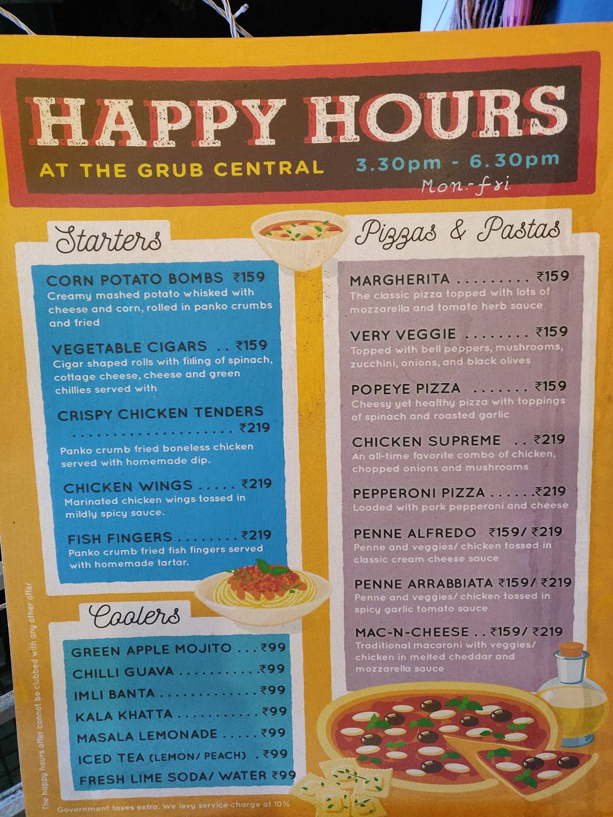 Menu at The Grub Central, Bengaluru
