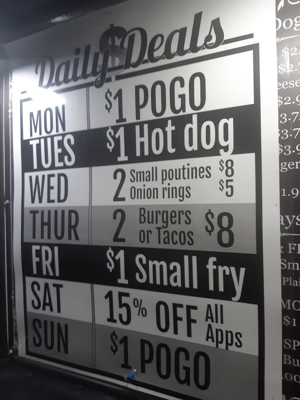 Menu at The Loose Caboose restaurant, Cornwall