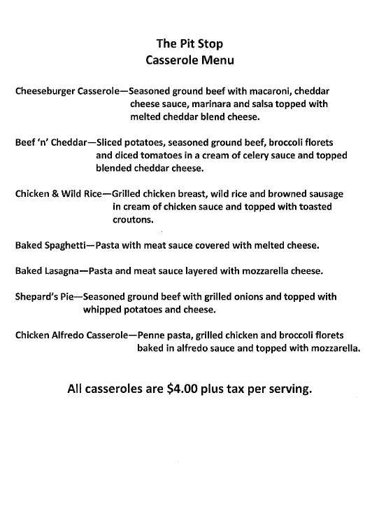 Menu at The Pit Stop Greenville SC restaurant, Greenville