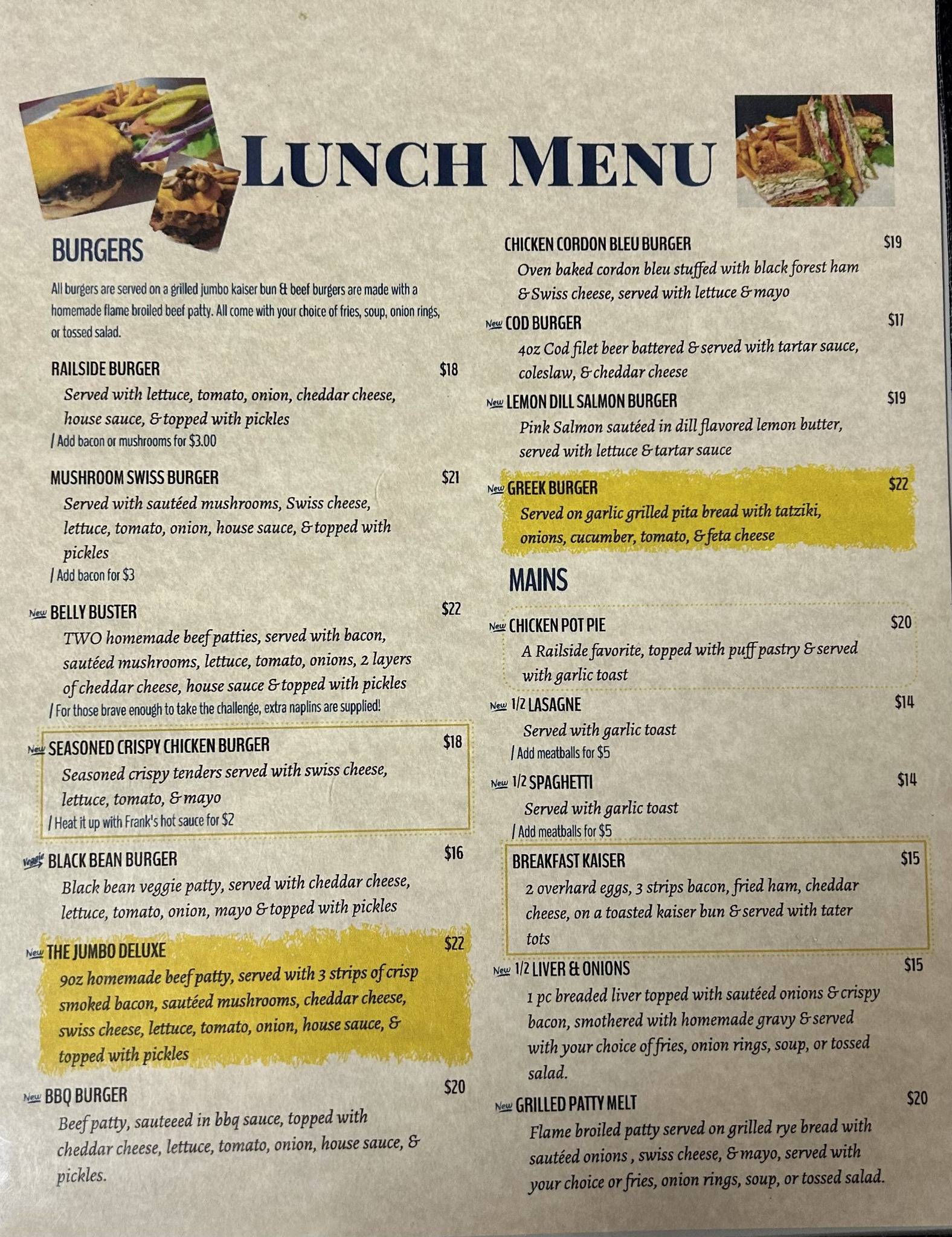 Menu at The Railside Restaurant, Chase