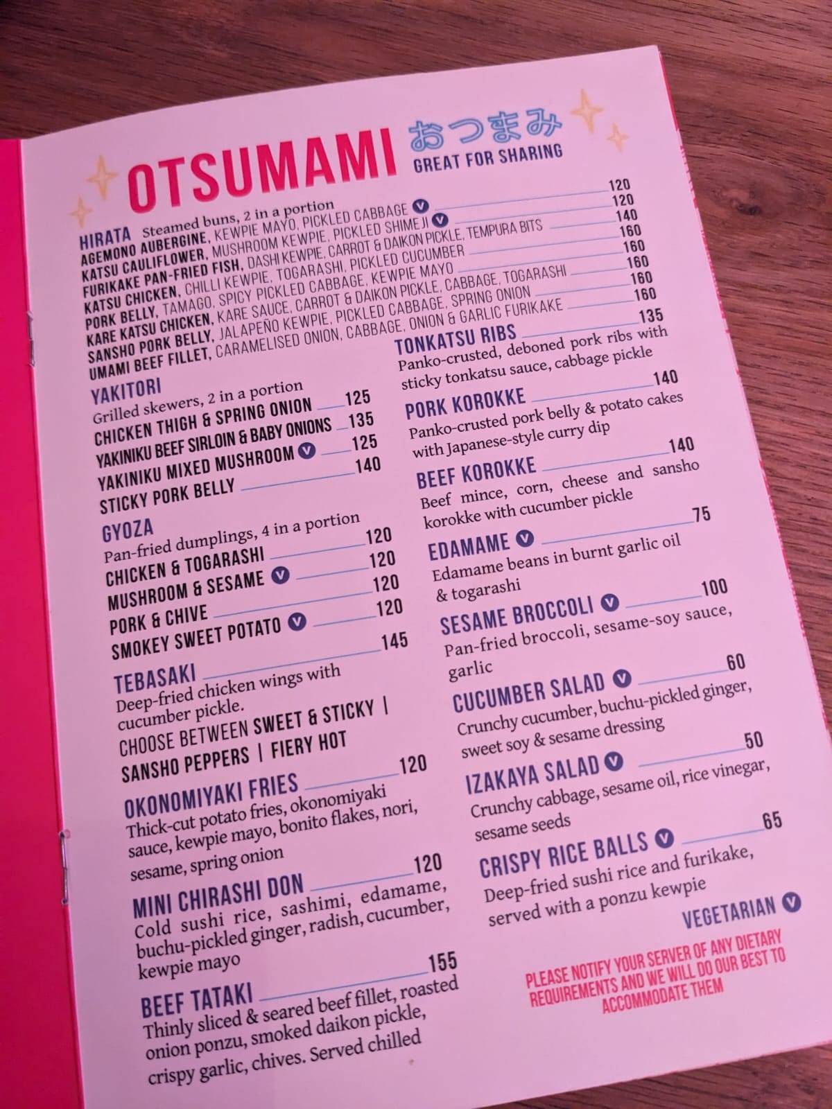 Menu at Tjing Tjing House restaurant, Cape Town, 165 Longmarket St