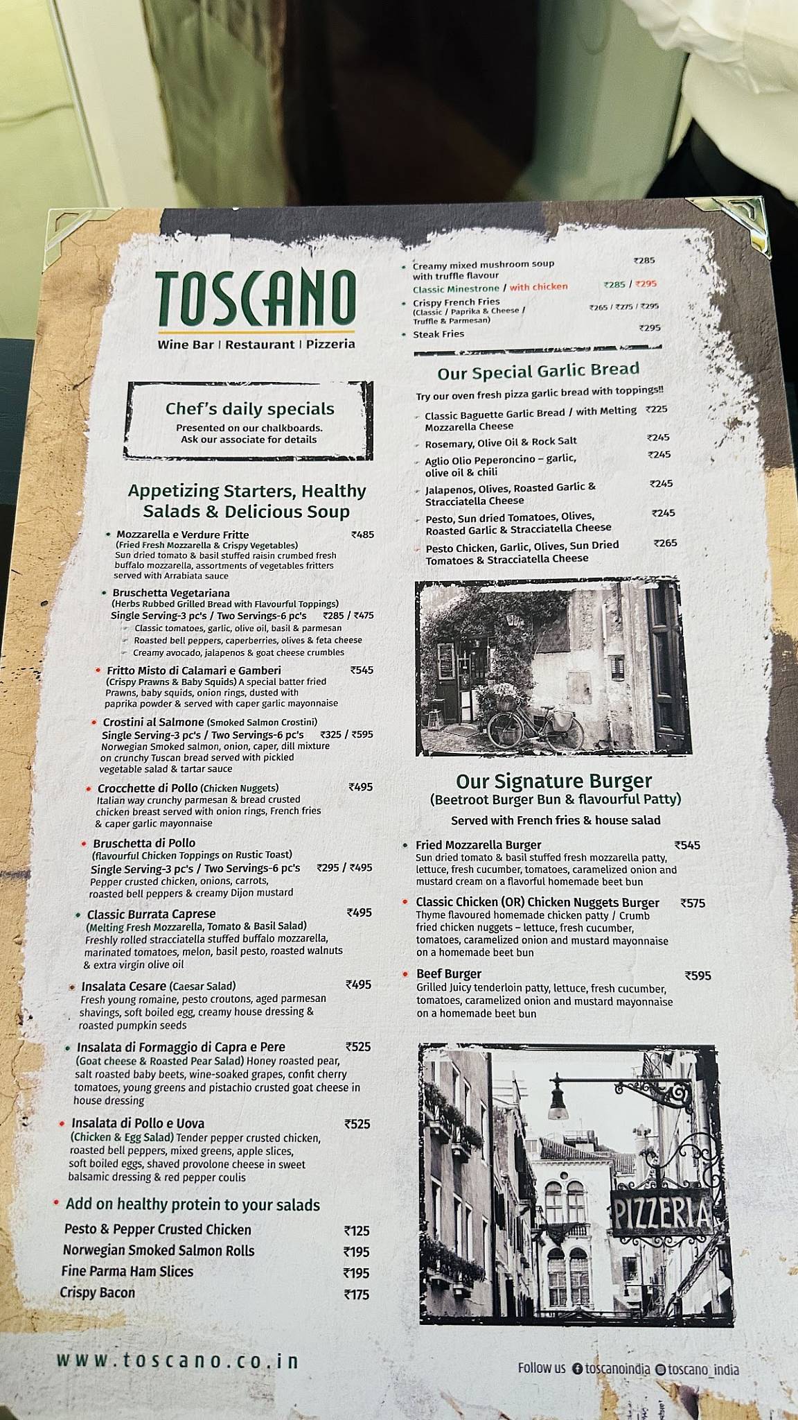 Menu at Toscano, Bengaluru, Unit No 7