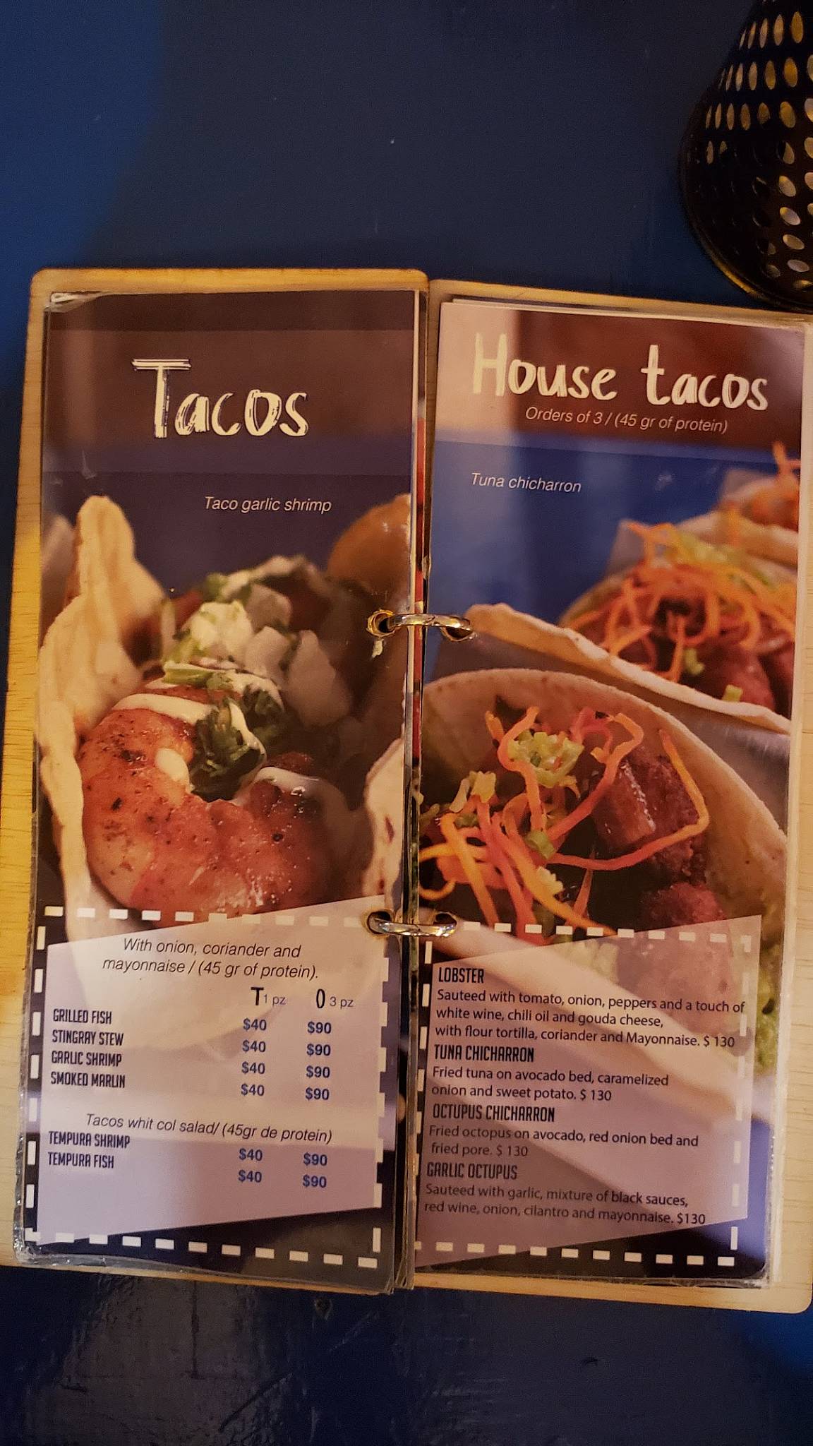 Menu at Tuna Azul Zona Romantica restaurant, Puerto Vallarta