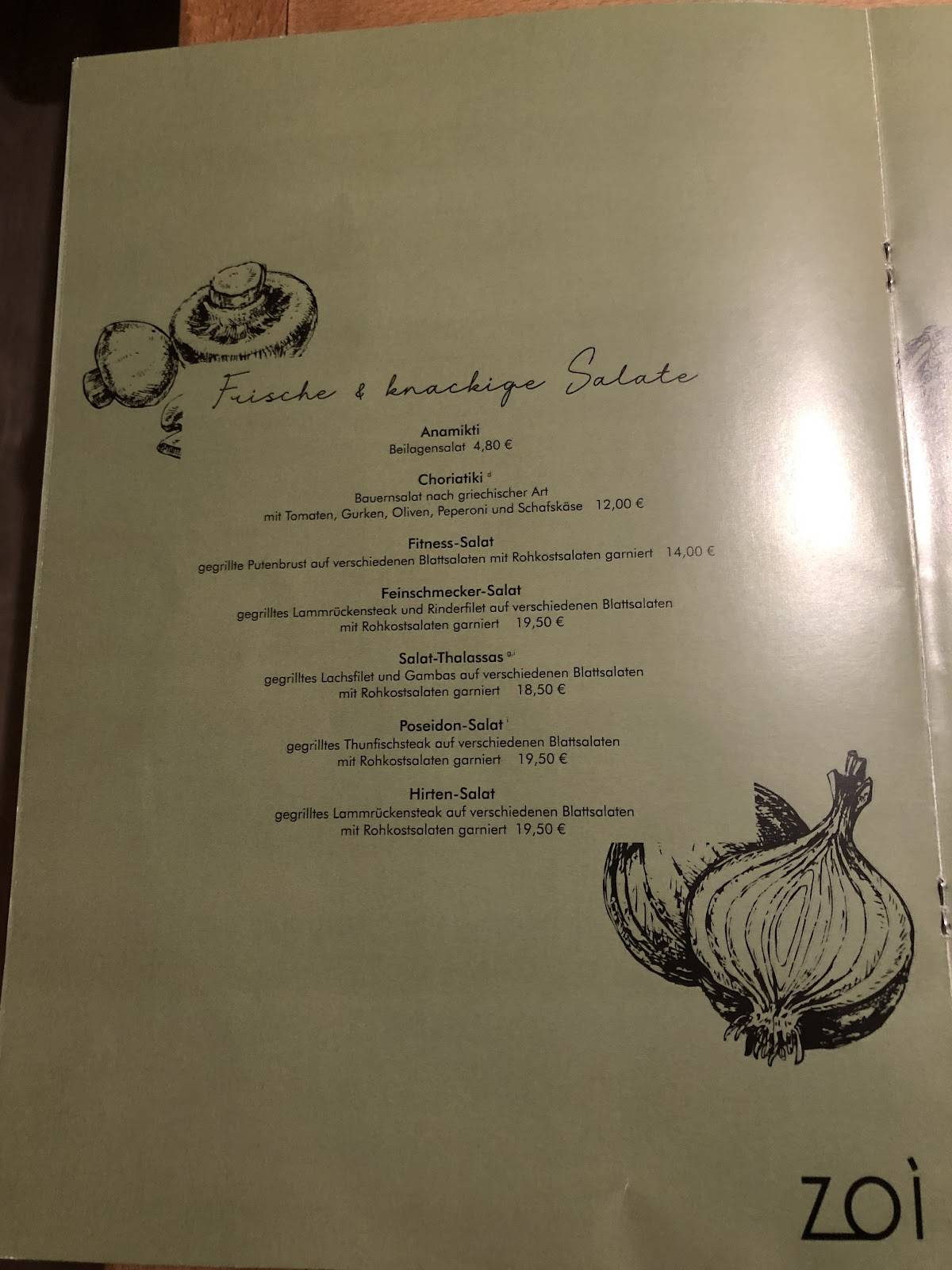 Speisekarte von ZOI - Griechische Taverne restaurant, Saarlouis