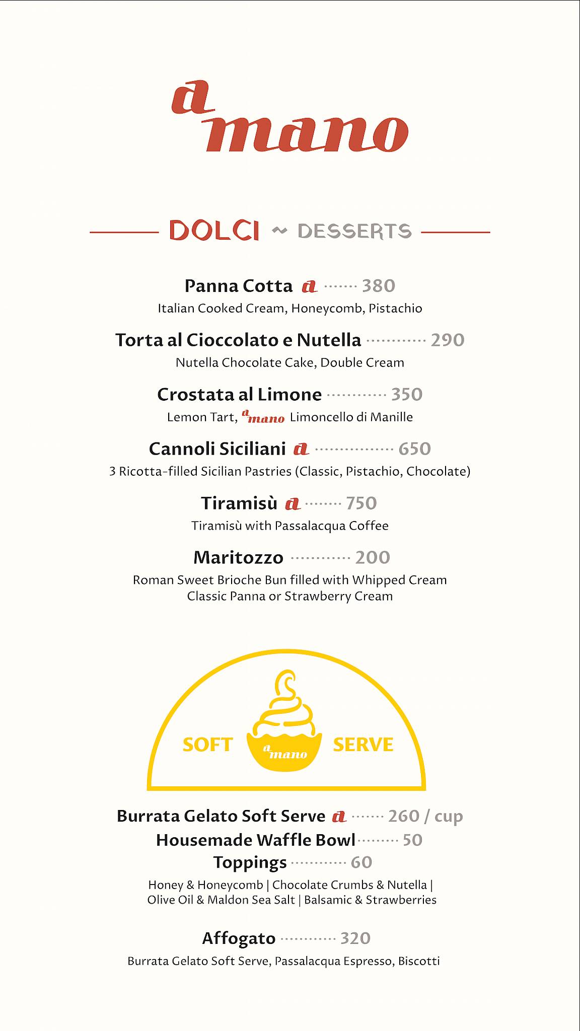 Menu at a mano BGC restaurant, Taguig