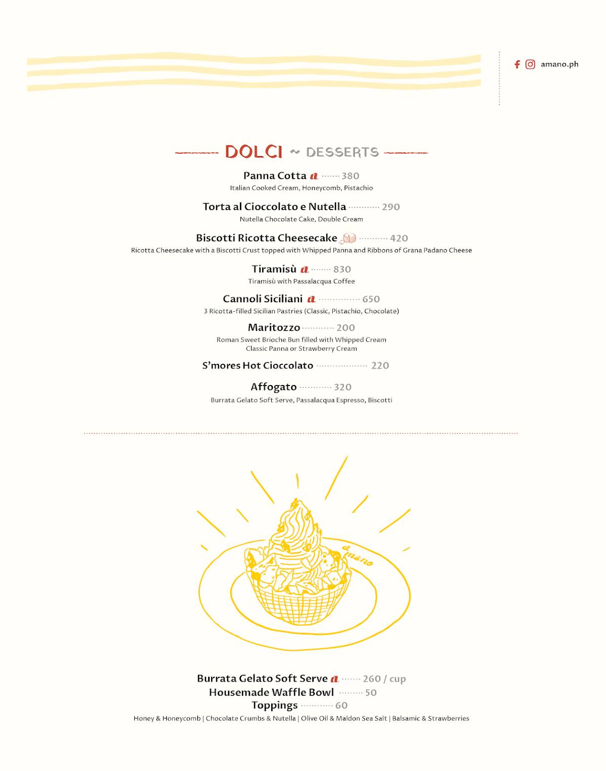 Menu at a mano BGC restaurant, Taguig