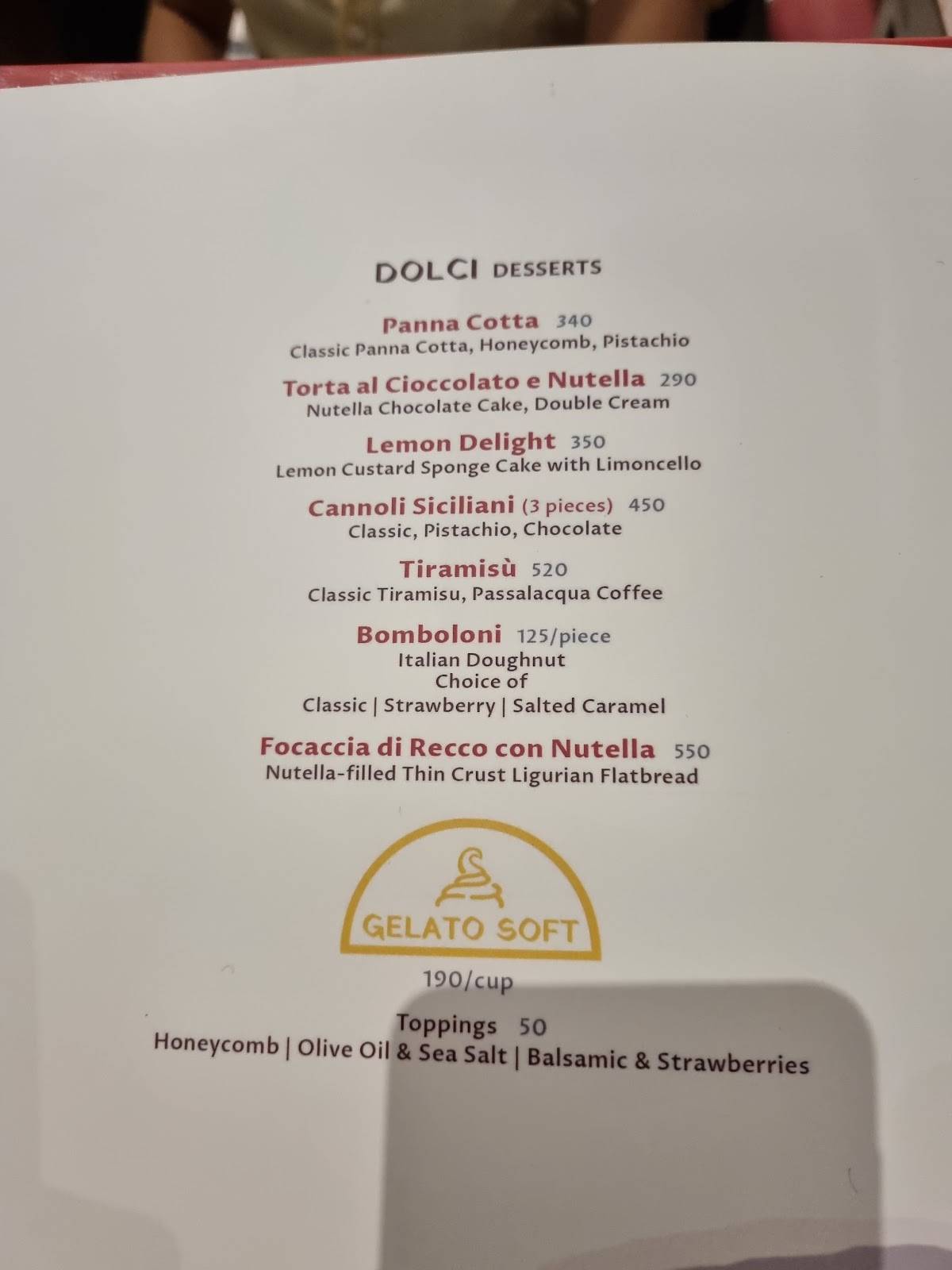 Menu at a mano BGC restaurant, Taguig