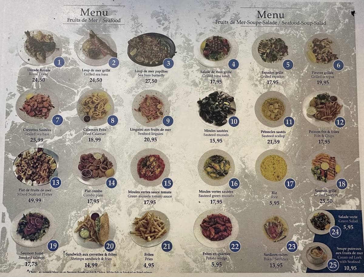 Carta de Restaurant et Poissonnerie Zeina, Montréal