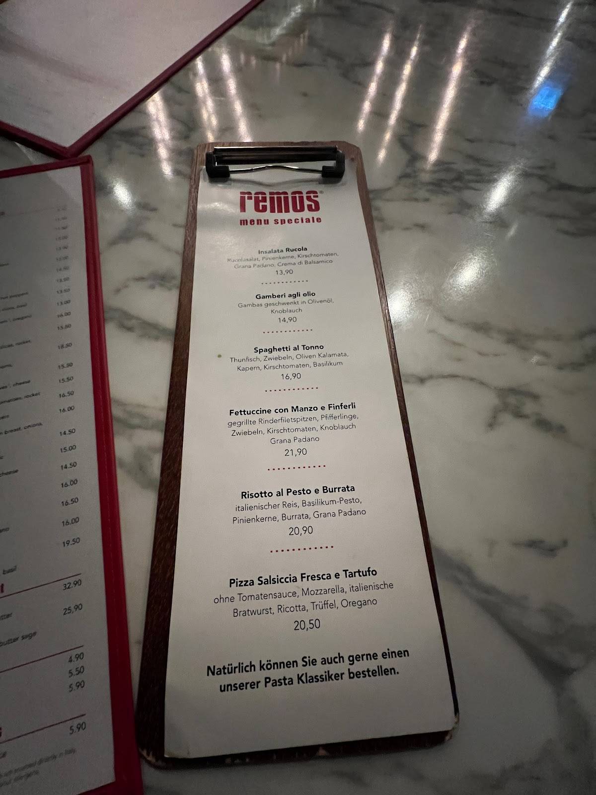 Speisekarte von Remos Restaurant, Frankfurt am Main, Ulmenstraße