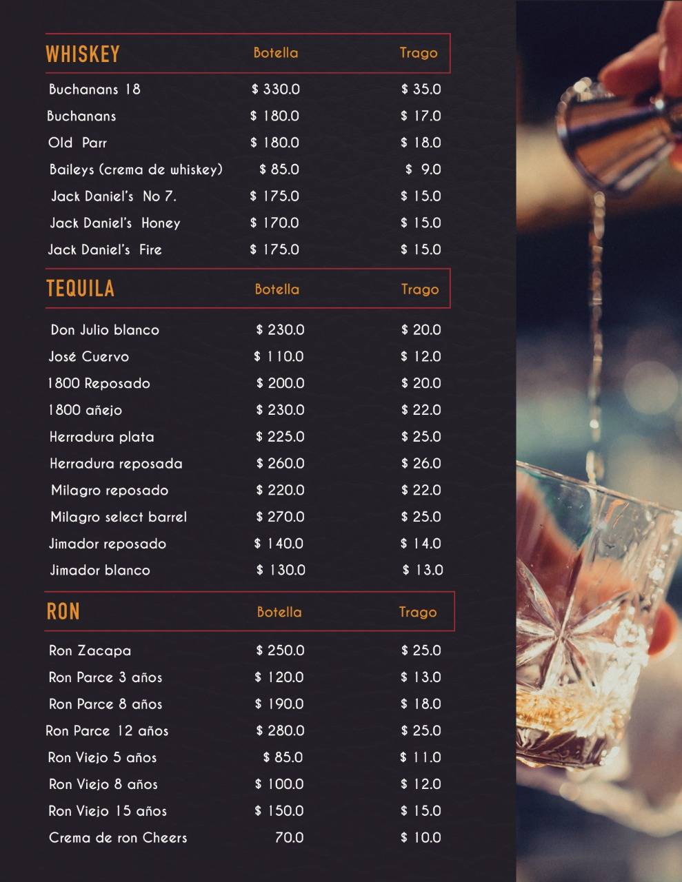 Carta de Restaurante BORAGÓ, Santa Rosa de Cabal