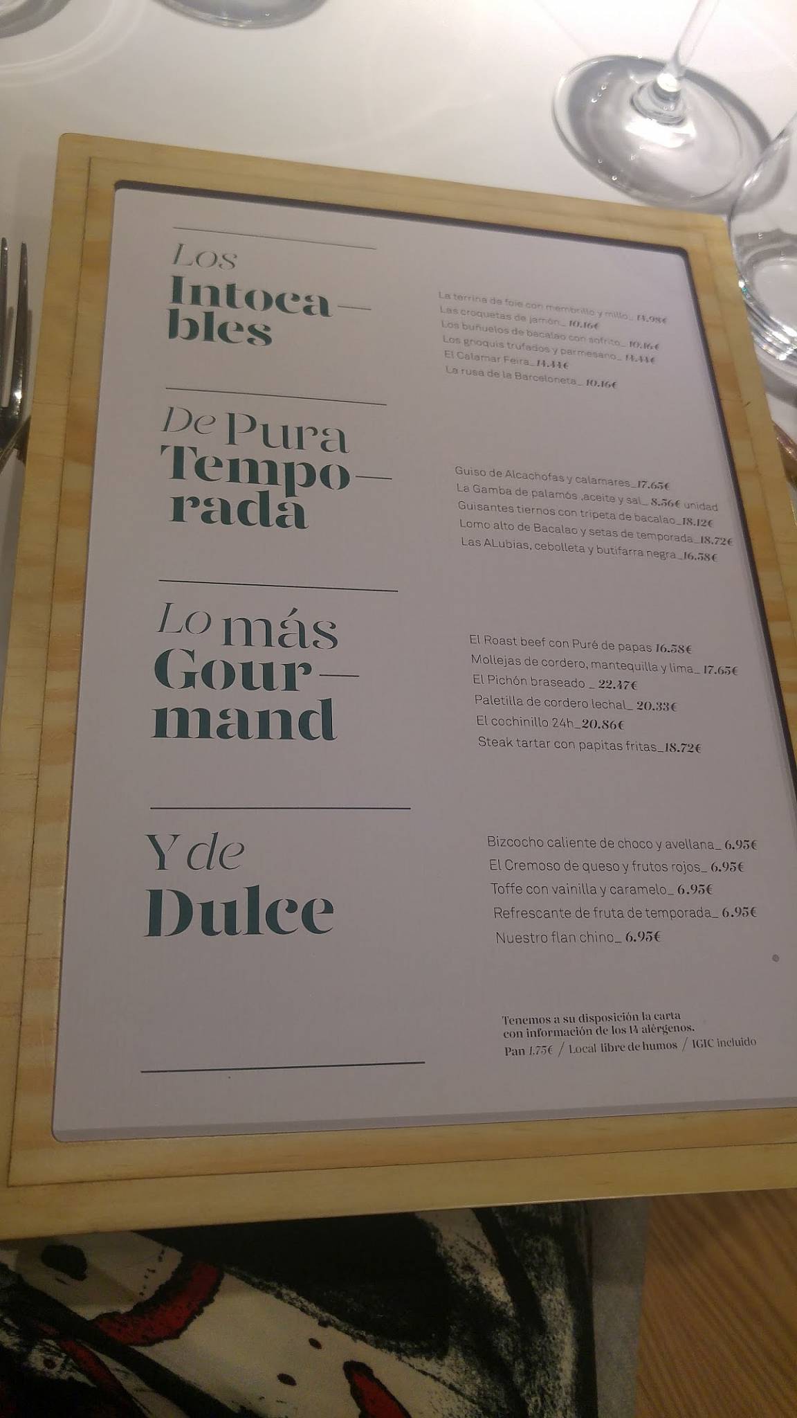 Carta de Restaurante Deliciosa Marta, Las Palmas de Gran Canaria