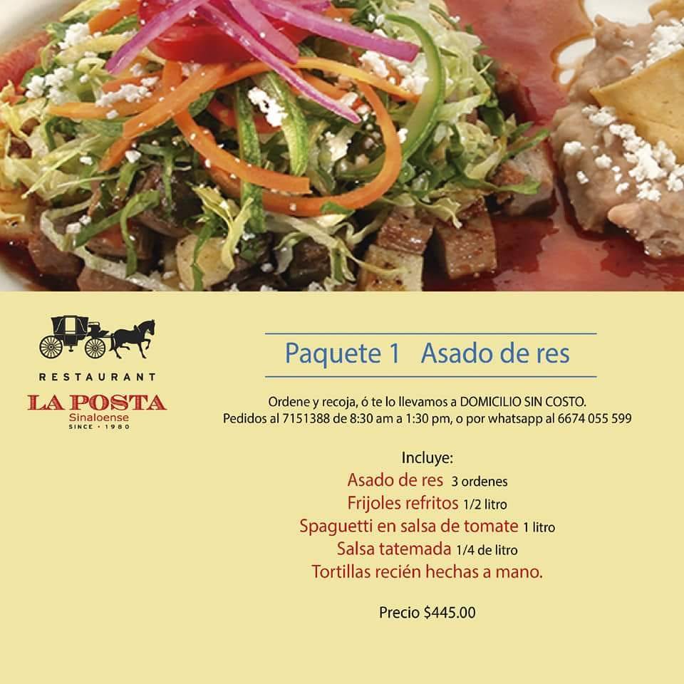 Carta de Restaurante La Posta, Culiacán Rosales, Calle Constitución 32