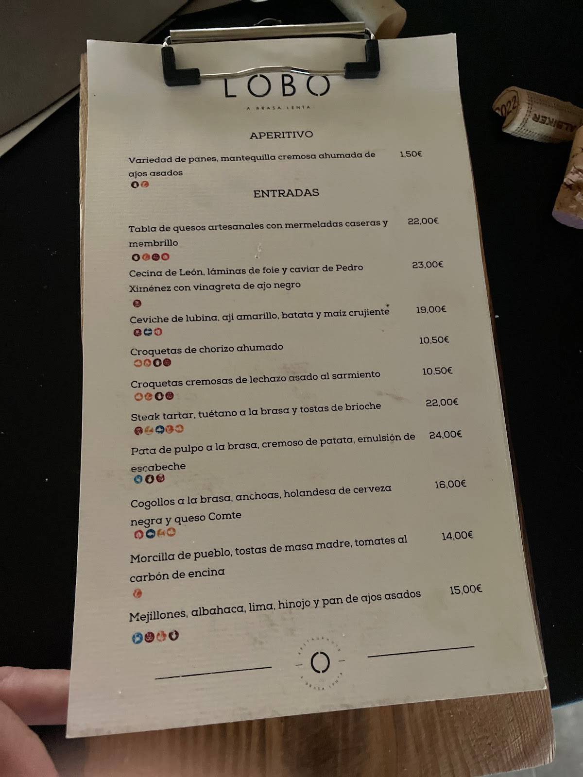 Carta de Restaurante Lobo, La Pinilla