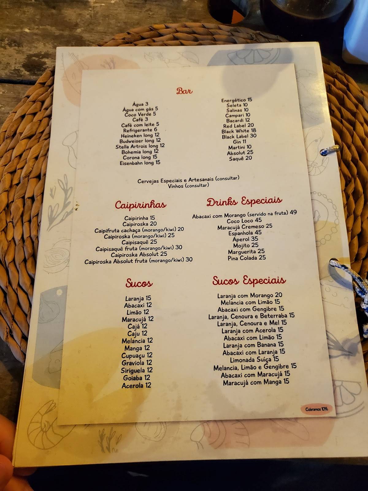 Menu em Restaurante MARAMOR, Vila de Jericoacoara, Rua Principal