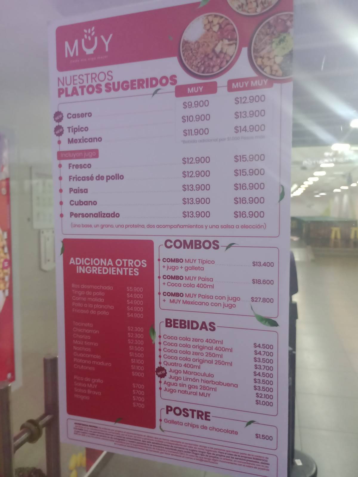Menu at Restaurante MUY Calle 147, Bogotá