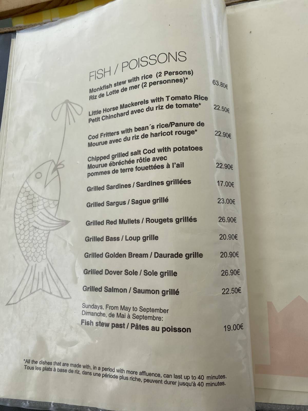 Menu at Restaurante Ponto Final, Almada